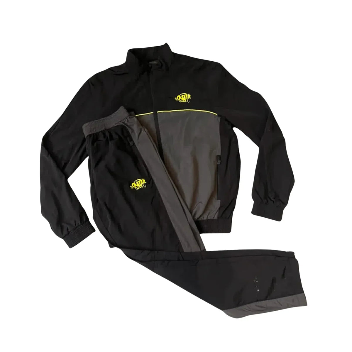 Syna World Syna Logo Shell Tracksuit - Black/Grey/Yellow – HALAL PLUG